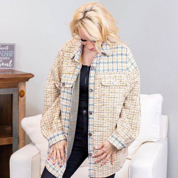 white birch | Jackets & Coats | Houndstooth Woven Shacket | Poshmark